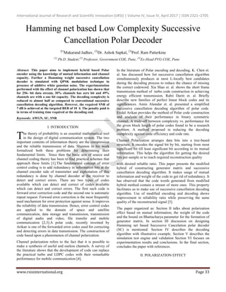 Hamming net based Low Complexity Successive Cancellation Polar Decoder | PDF