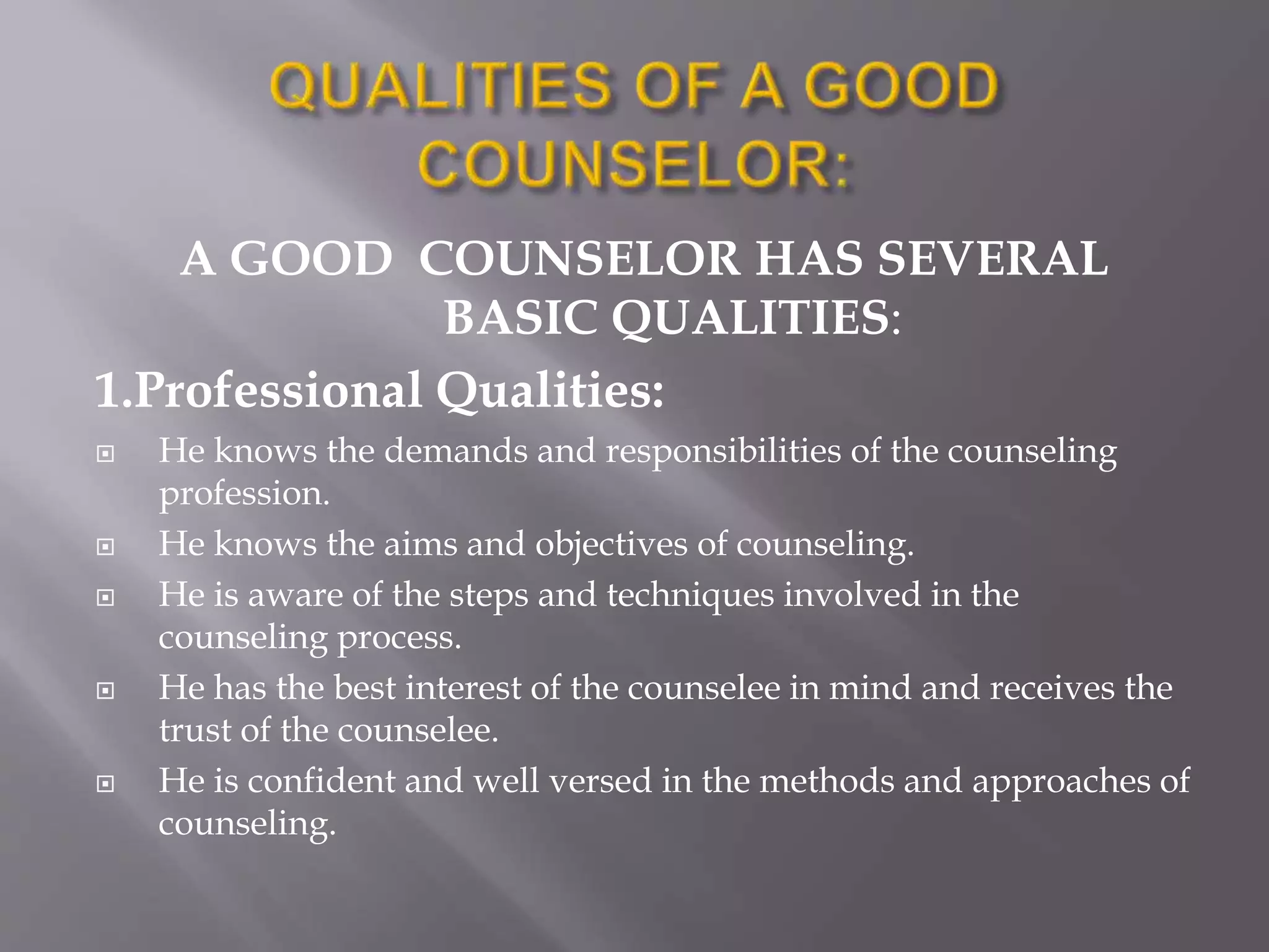 Qualities of Counselor | PPTX