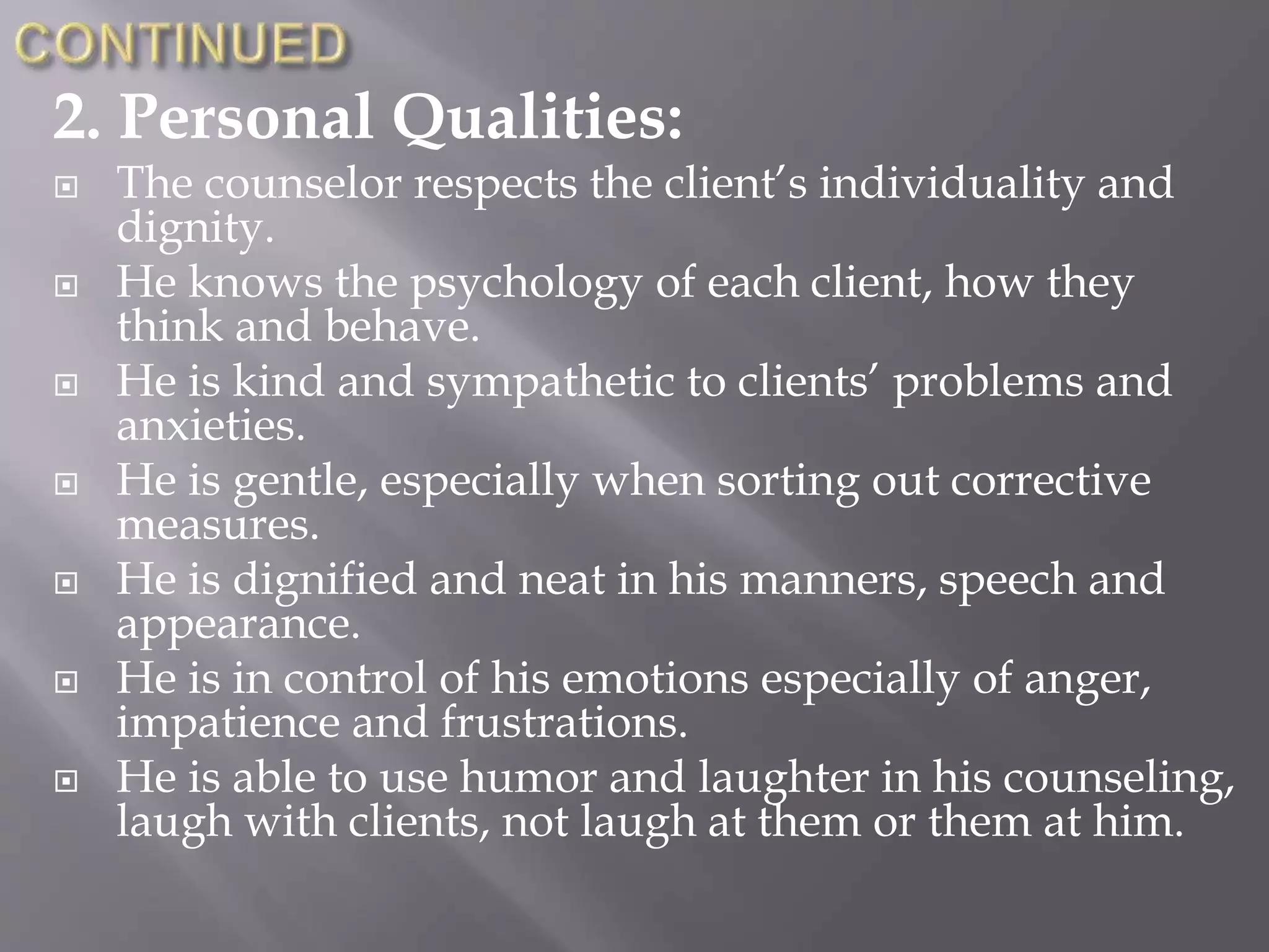 Qualities of Counselor | PPTX