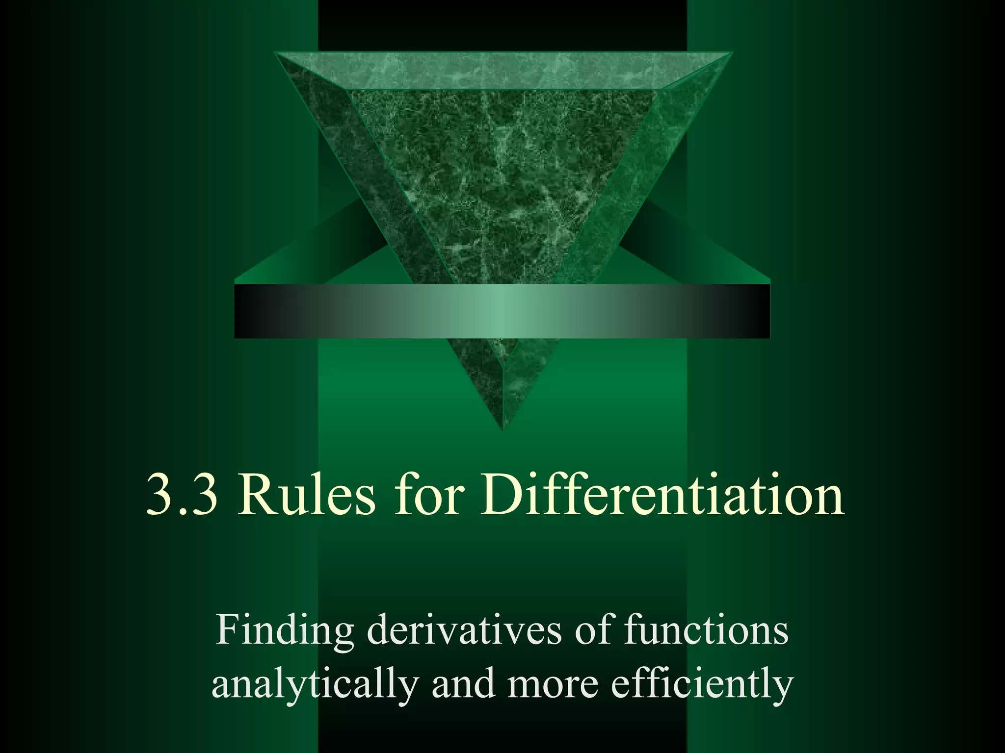 3.3 Rules For Differentiation | PPT