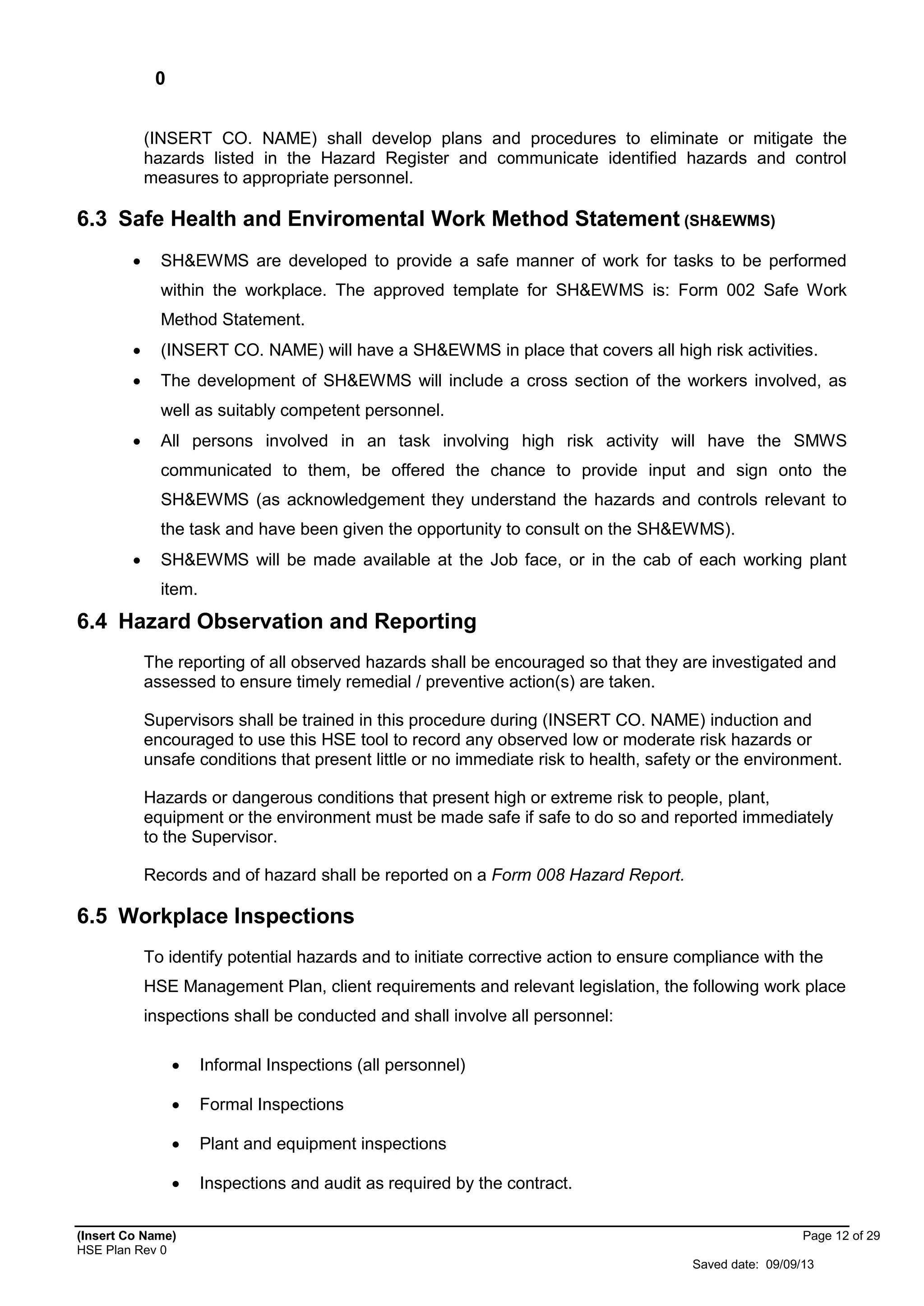 Health, Safety and Environmental Management Plan | PDF
