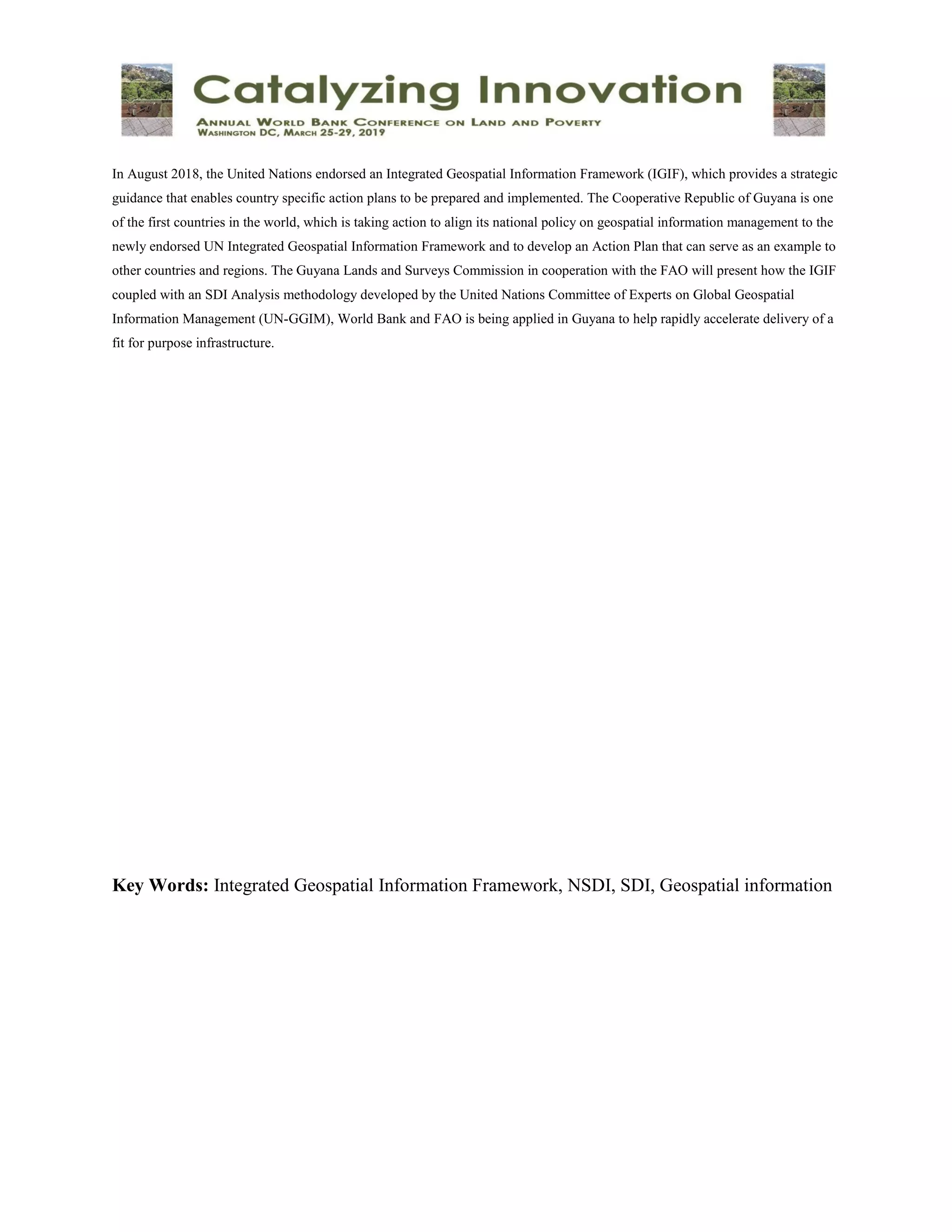 UN Integrated Geospatial Information Framework towards achieving the ...