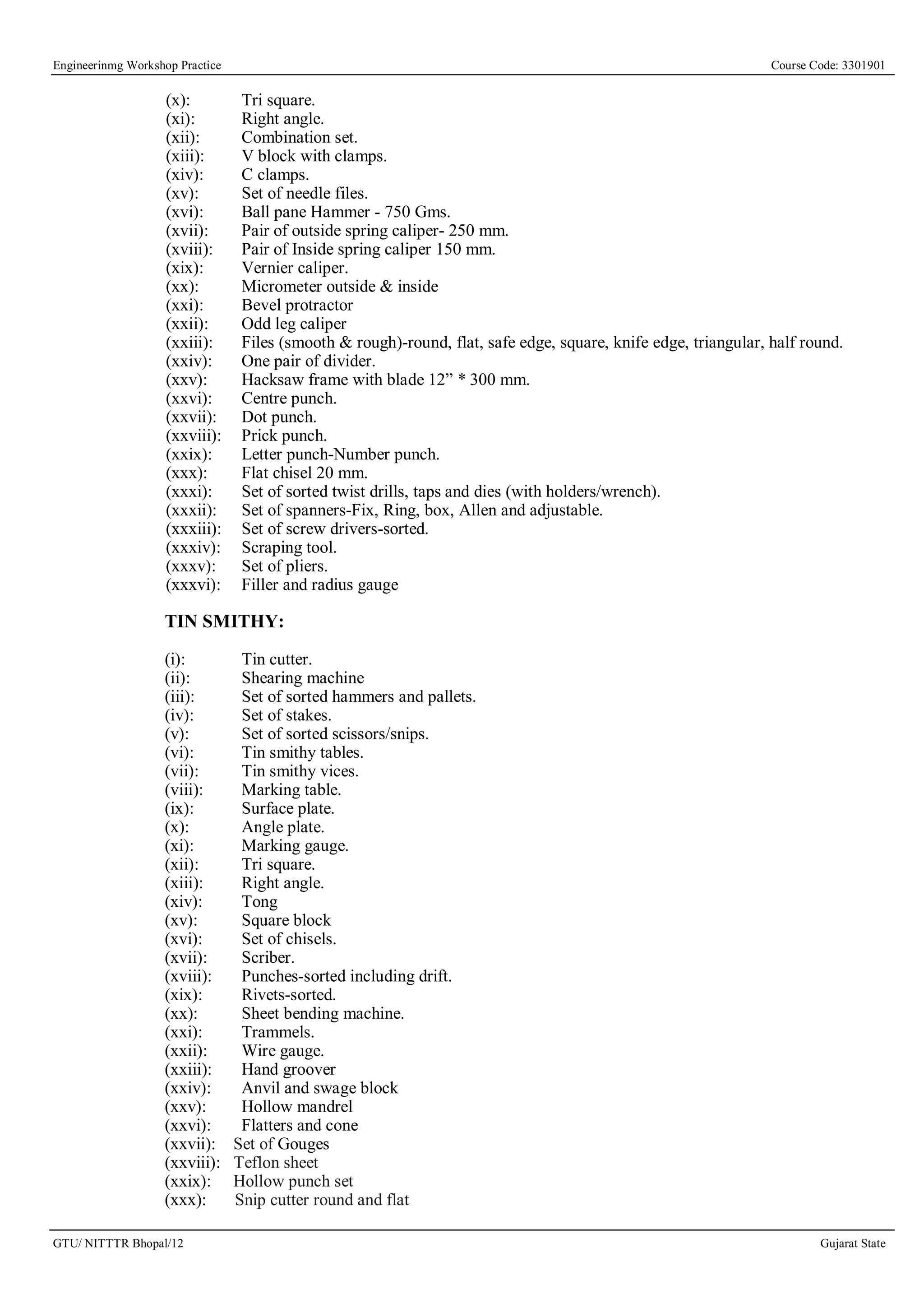 3301901 engineering workshop practice | PDF