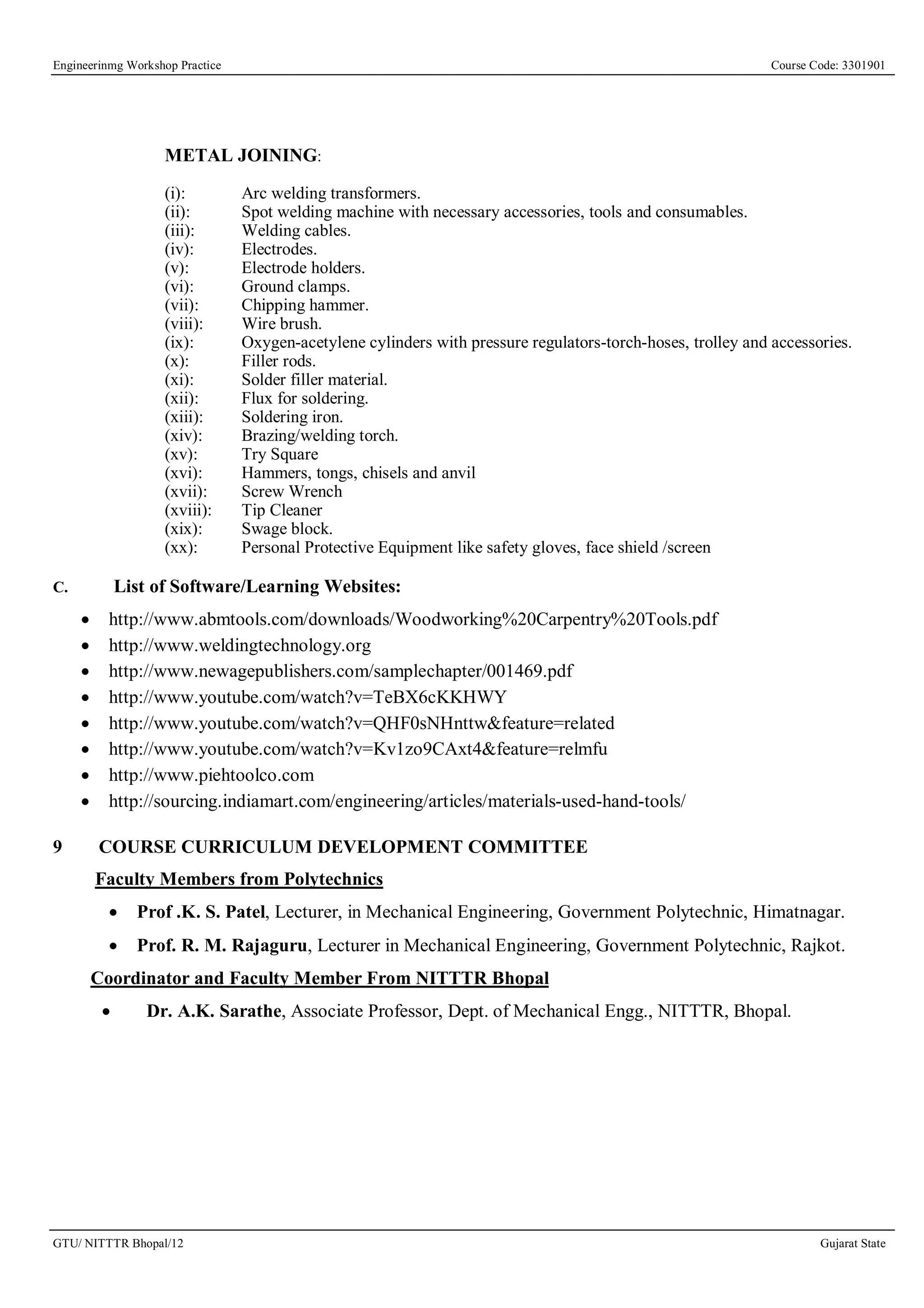 3301901 engineering workshop practice | PDF