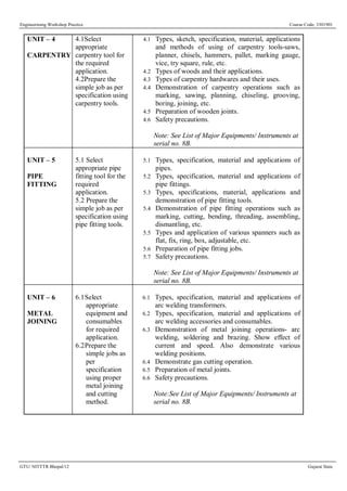 3301901 engineering workshop practice | PDF
