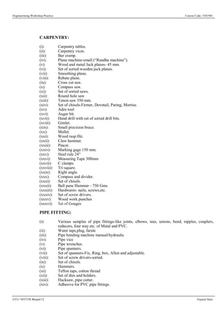 3301901 engineering workshop practice | PDF