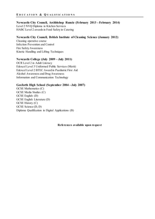 callum mitchell - CV | DOCX | Secondary Education | Education