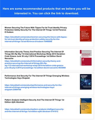 Securing The Internet Of Things 1st Edition Shancang Li And Li Da Xu ...