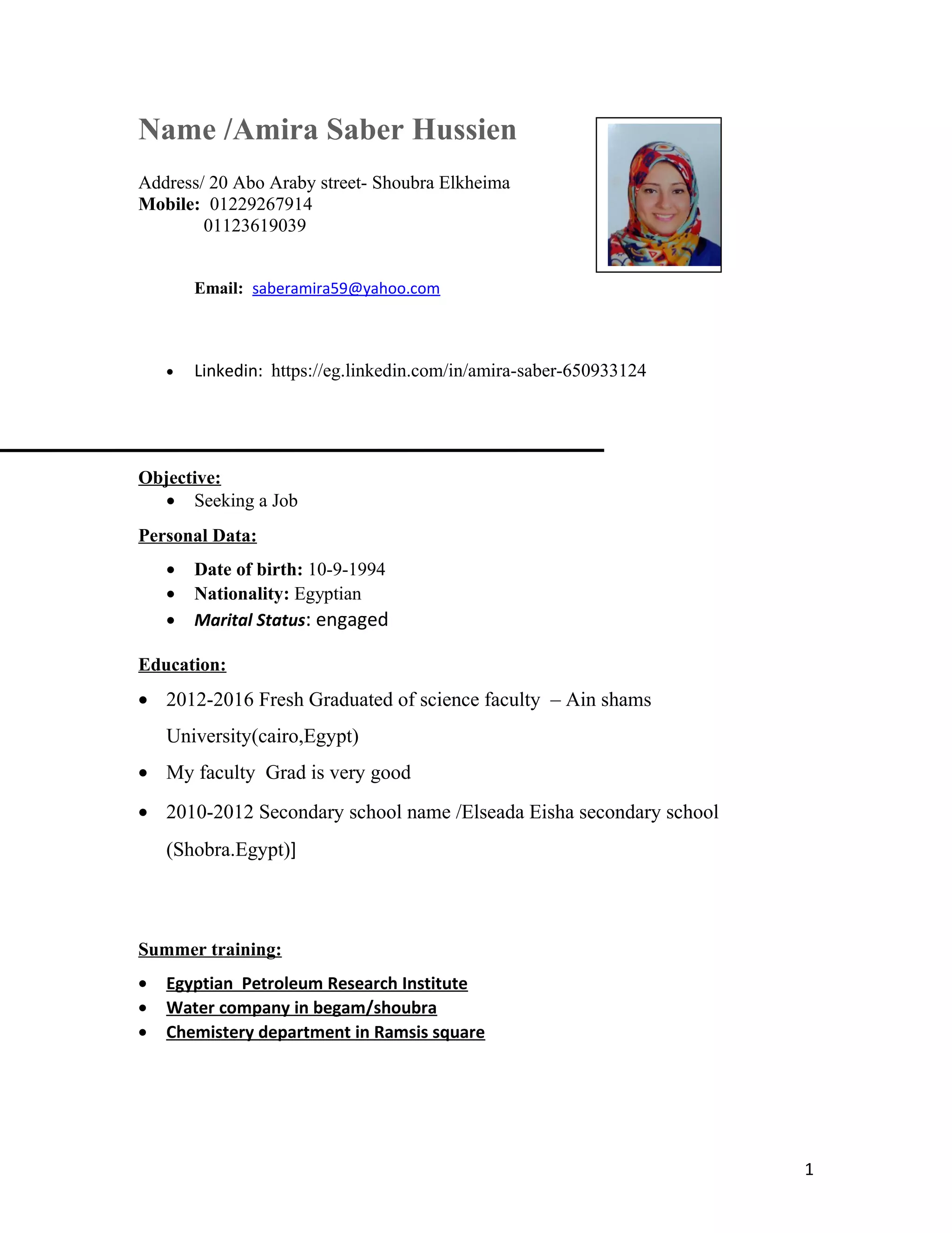 Amira Saber CV | PDF