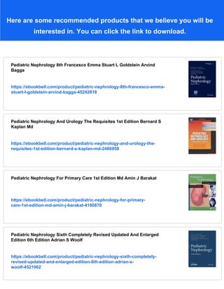 Pediatric Nephrology Ellis D Avner William E Harmon Patrick Niaudet | PDF
