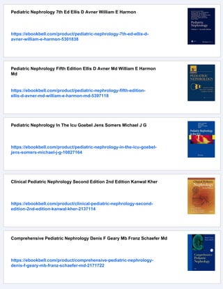 Pediatric Nephrology Ellis D Avner William E Harmon Patrick Niaudet | PDF