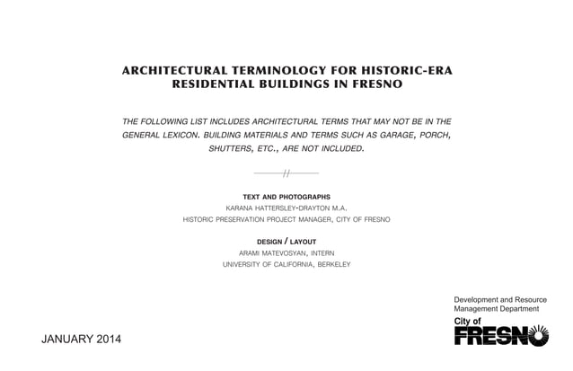 Architectural Terminology for Historic Era Residential Buildings in Fresno | PPT