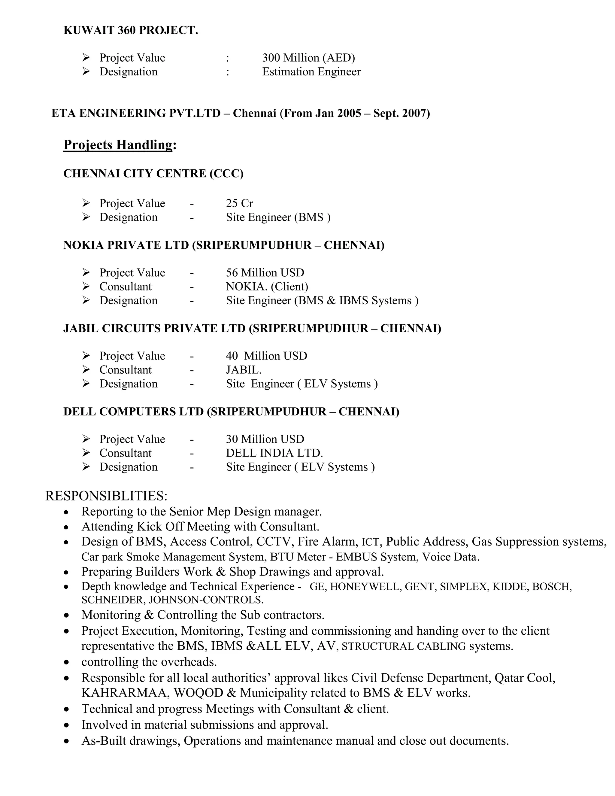 CV - ELV ENGINEER | PDF
