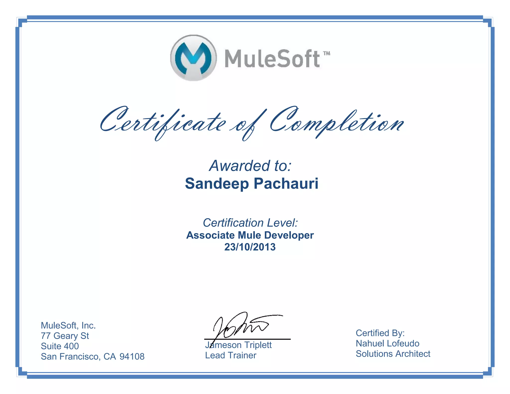 MuleSoft Developer Certificate-Sandeep | PPT