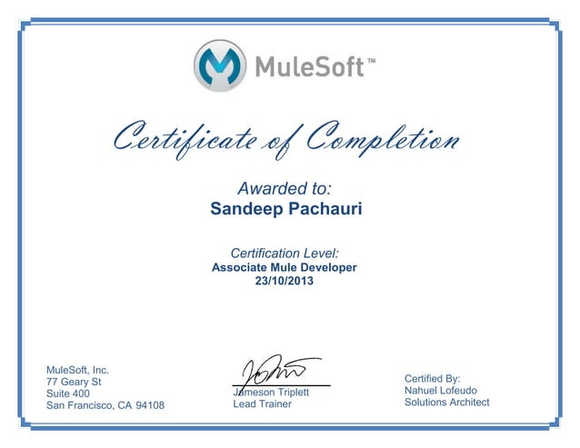 MuleSoft Developer Certificate-Sandeep | PPT