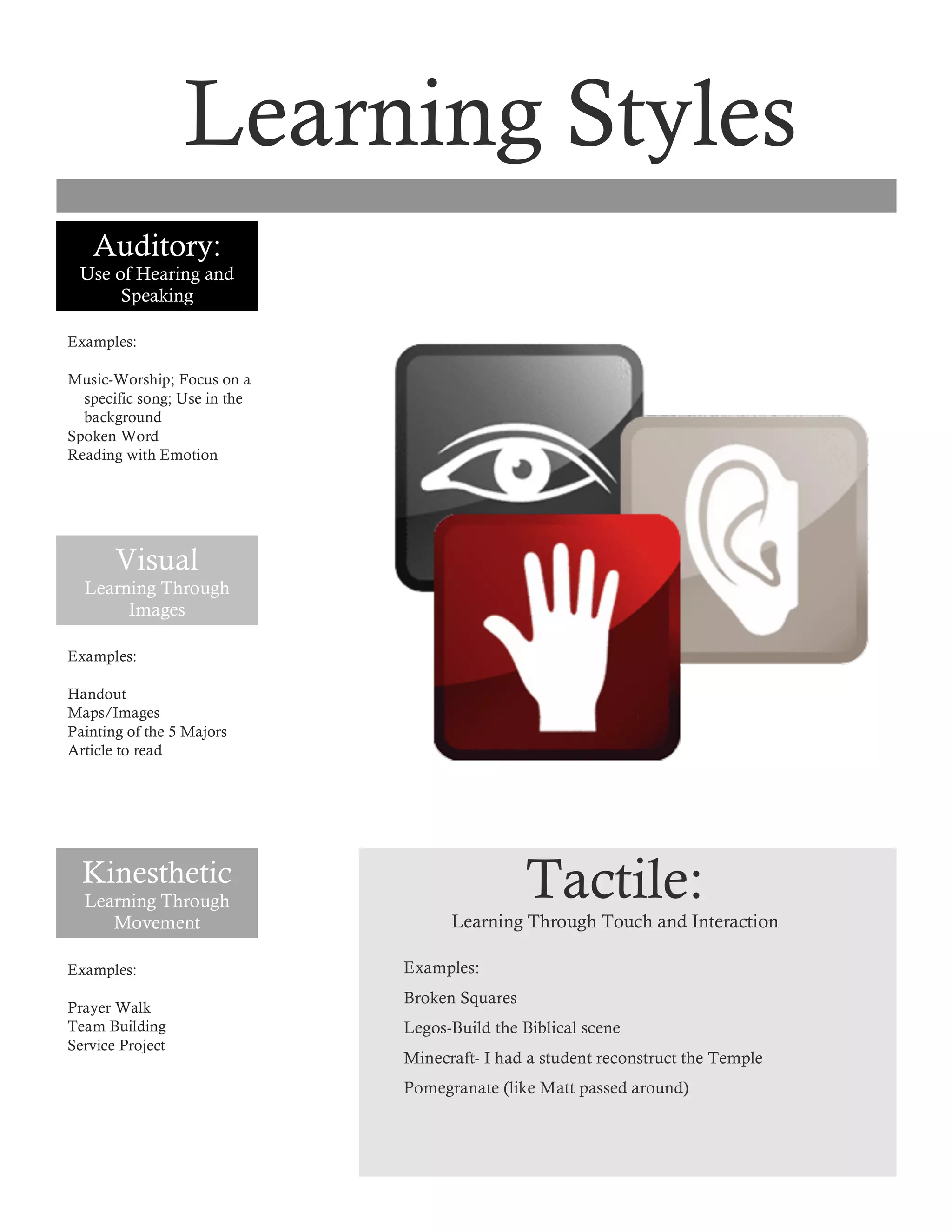 Learning Styles Handout | PDF