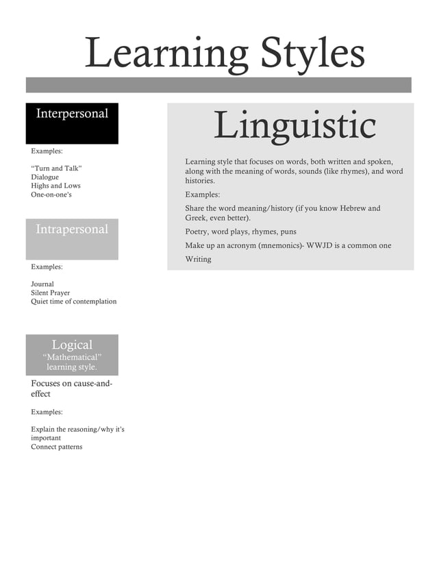 Learning Styles Handout | PDF