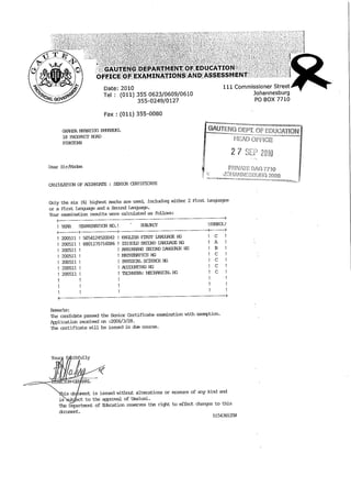 matric certificate | PDF