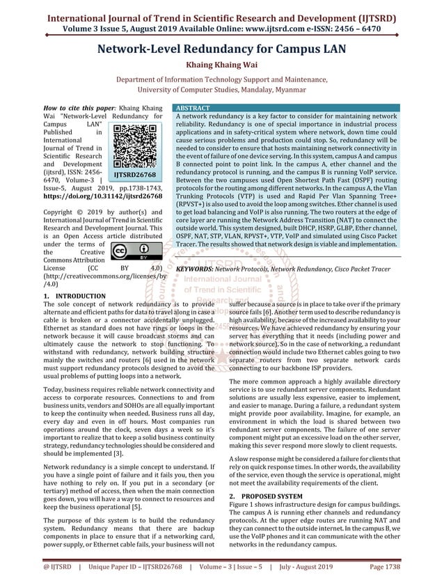 Network Level Redundancy for Campus LAN | PDF