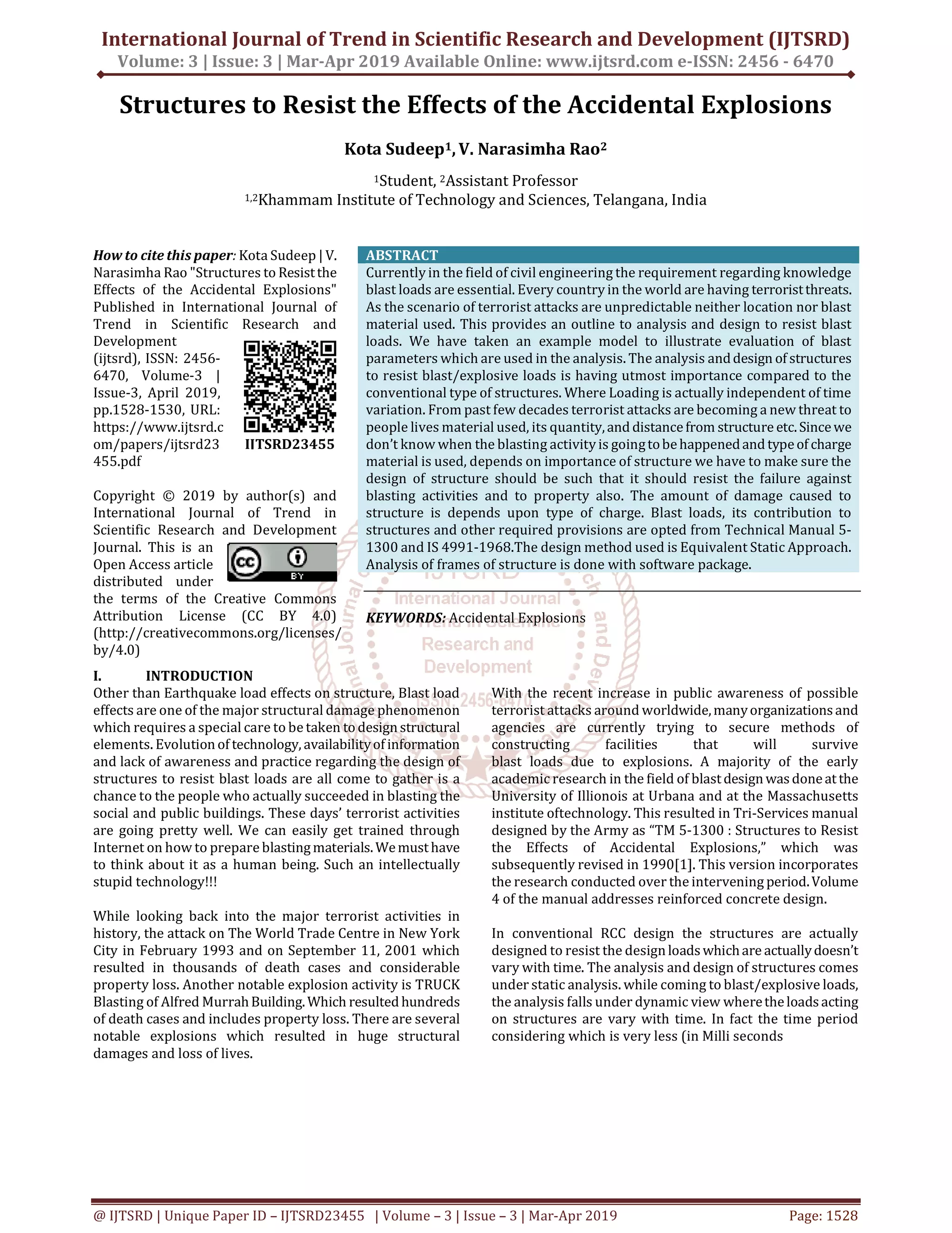 Structures to Resist the Effects of the Accidental Explosions | PDF