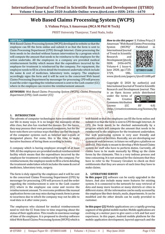 Web Based Claims Processing System WCPS | PDF