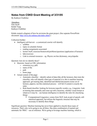 3/31/05 Funding Committee Notes | DOC | Search | Internet