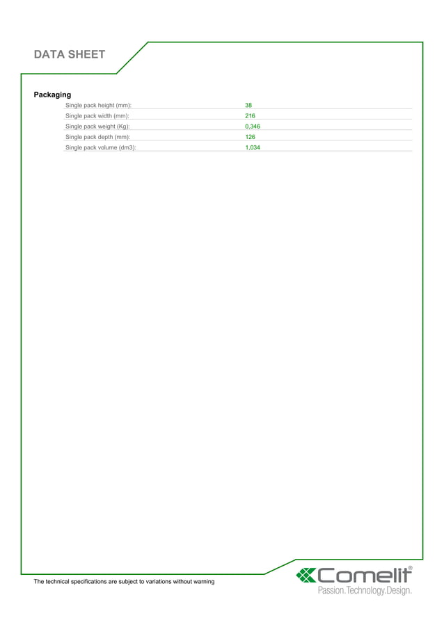 Comelit 3311/2W Data Sheet | PDF