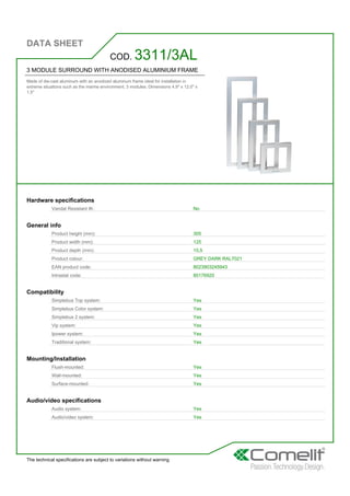 Comelit 3311/3AL Data Sheet | PDF