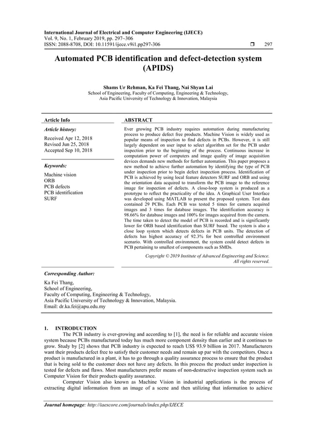 Automated PCB identification and defect-detection system (APIDS) | PDF | Consumer Electronics ...