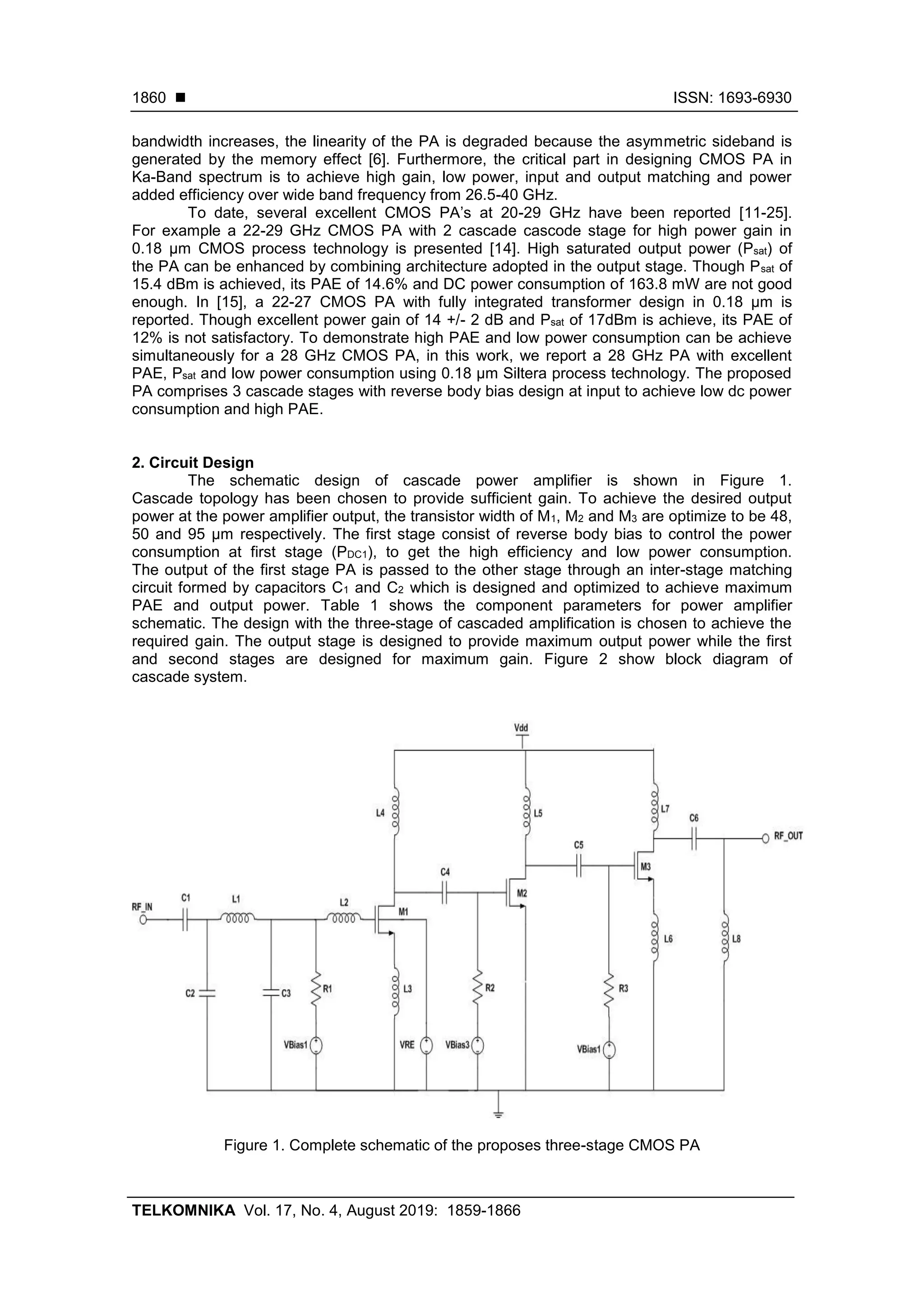 A 28 GHz 0.18-μm CMOS cascade power amplifier with reverse body bias ...