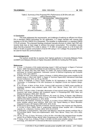 A 28 GHz 0.18-μm CMOS cascade power amplifier with reverse body bias ...