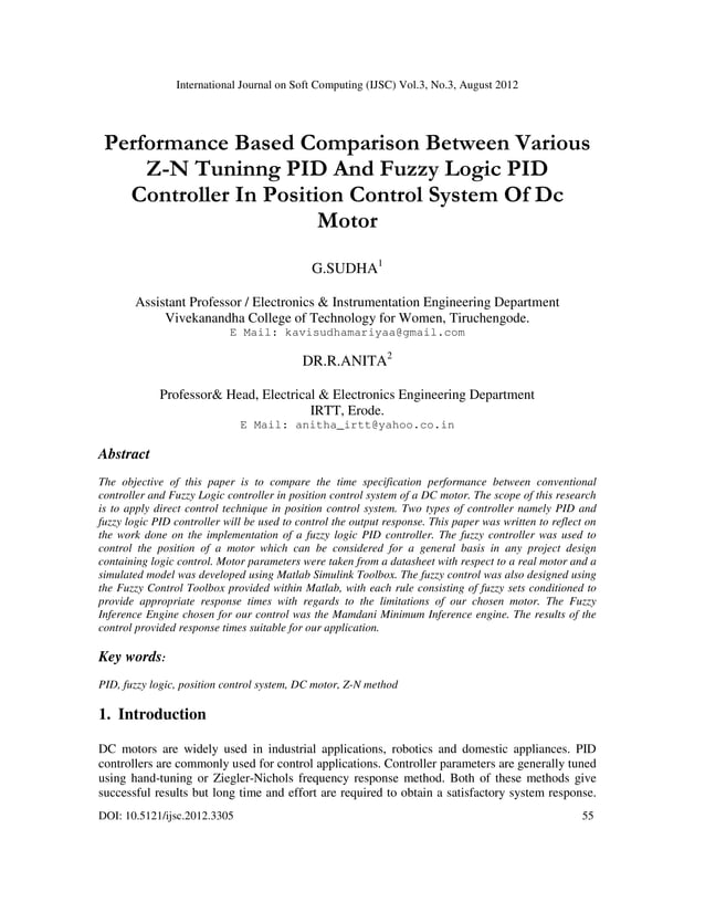 Performance based Comparison between Various Z-N Tuninng PID and Fuzzy Logic PID Controller in ...