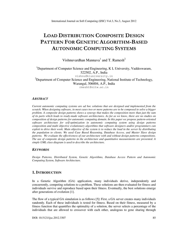 Load Distribution Composite Design Pattern For Genetic Algorithm Based Autonomic Computing