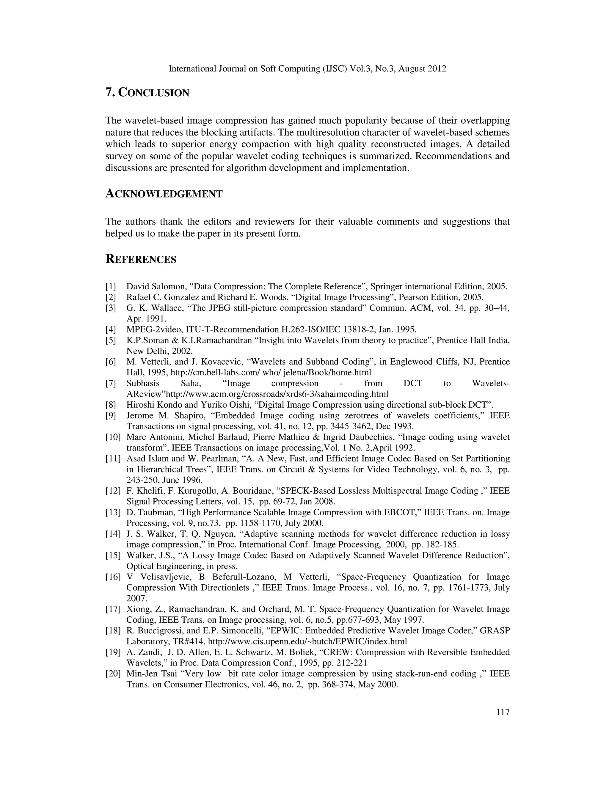 Wavelet Based Image Coding Schemes A Recent Survey Pdf 