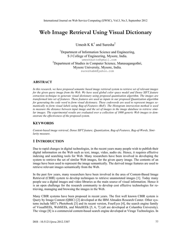 Web Image Retrieval Using Visual Dictionary | PDF