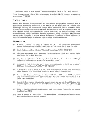 DESIGN AND PERFORMANCE ANALYSIS OF ULTRA LOW POWER 6T SRAM USING ADIABATIC TECHNIQUE | PDF