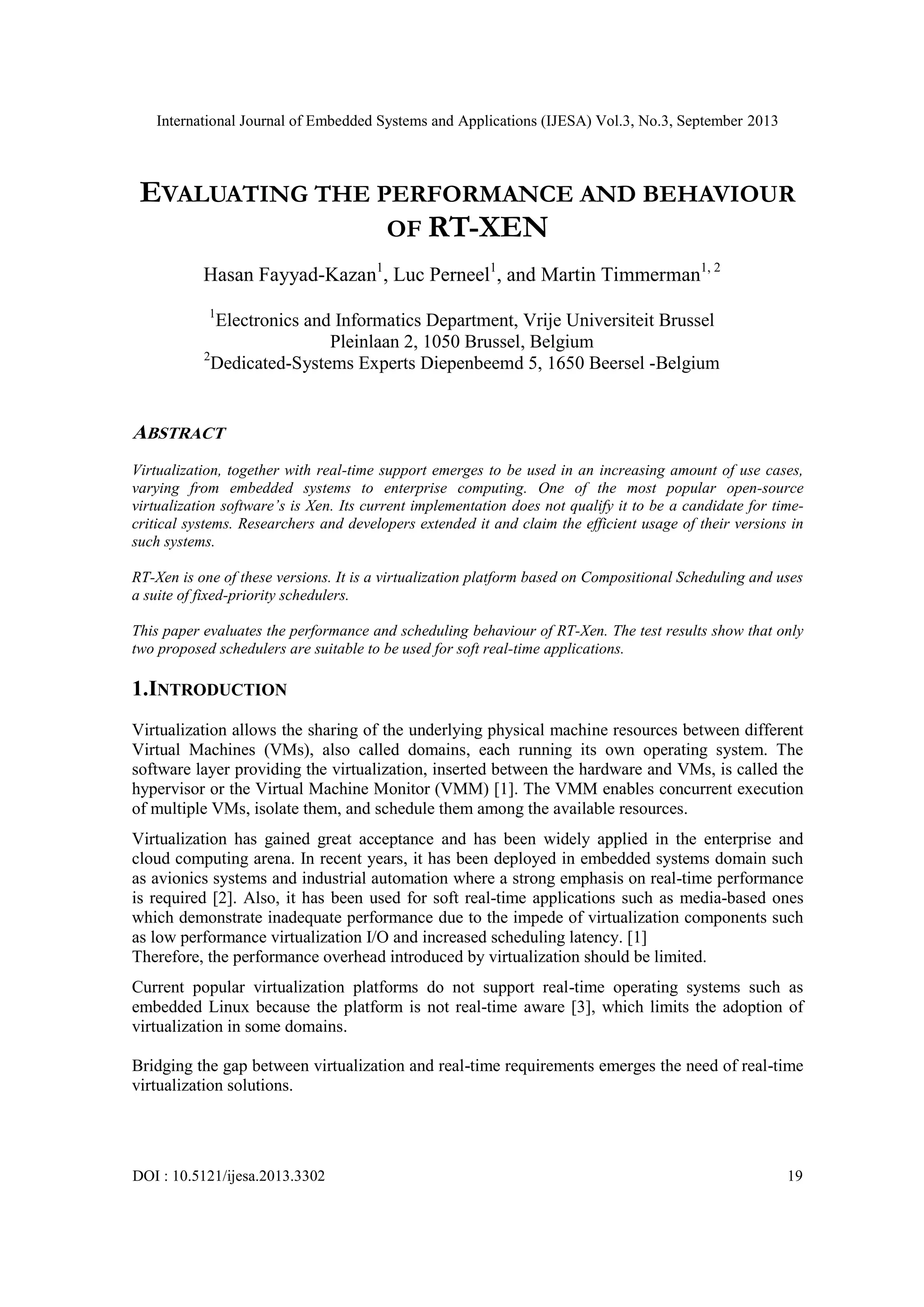 Evaluating the Performance and Behaviour of RT-XEN | PDF