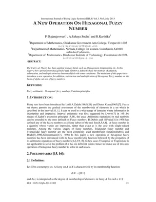 A NEW OPERATION ON HEXAGONAL FUZZY NUMBER | PDF