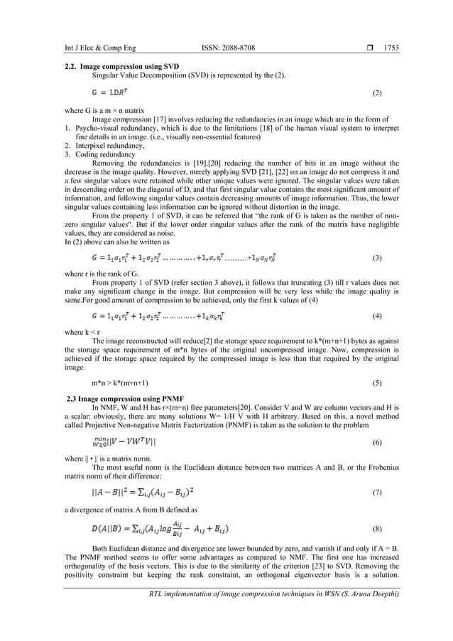 RTL Implementation of image compression techniques in WSN | PDF