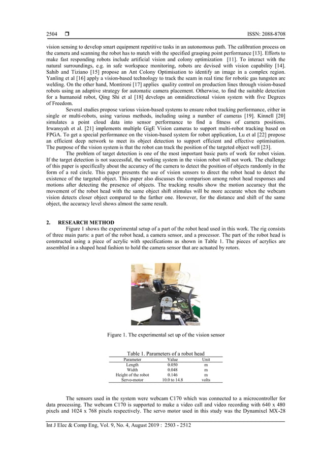 Control Of A Movable Robot Head Using Vision Based Object Tracking