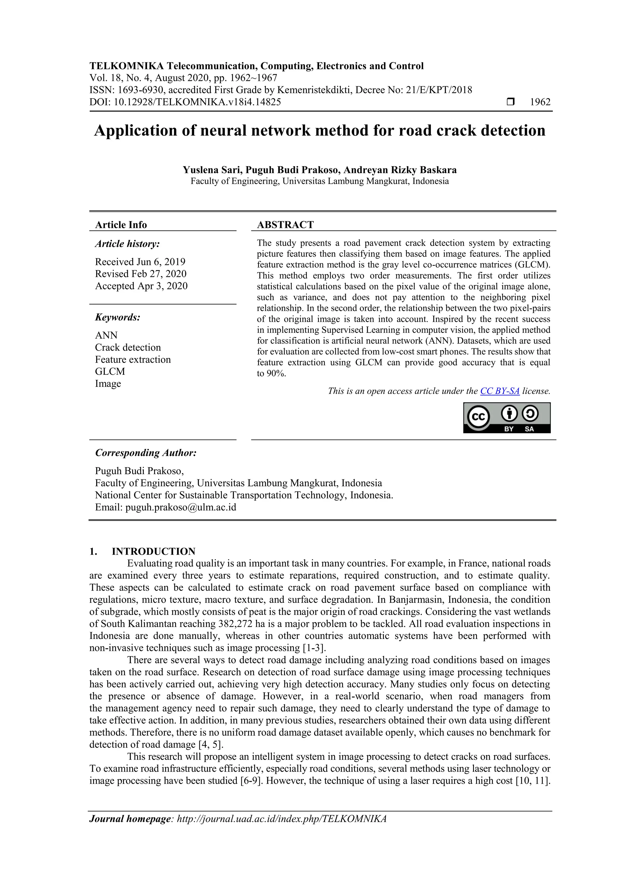 Application of neural network method for road crack detection | PDF