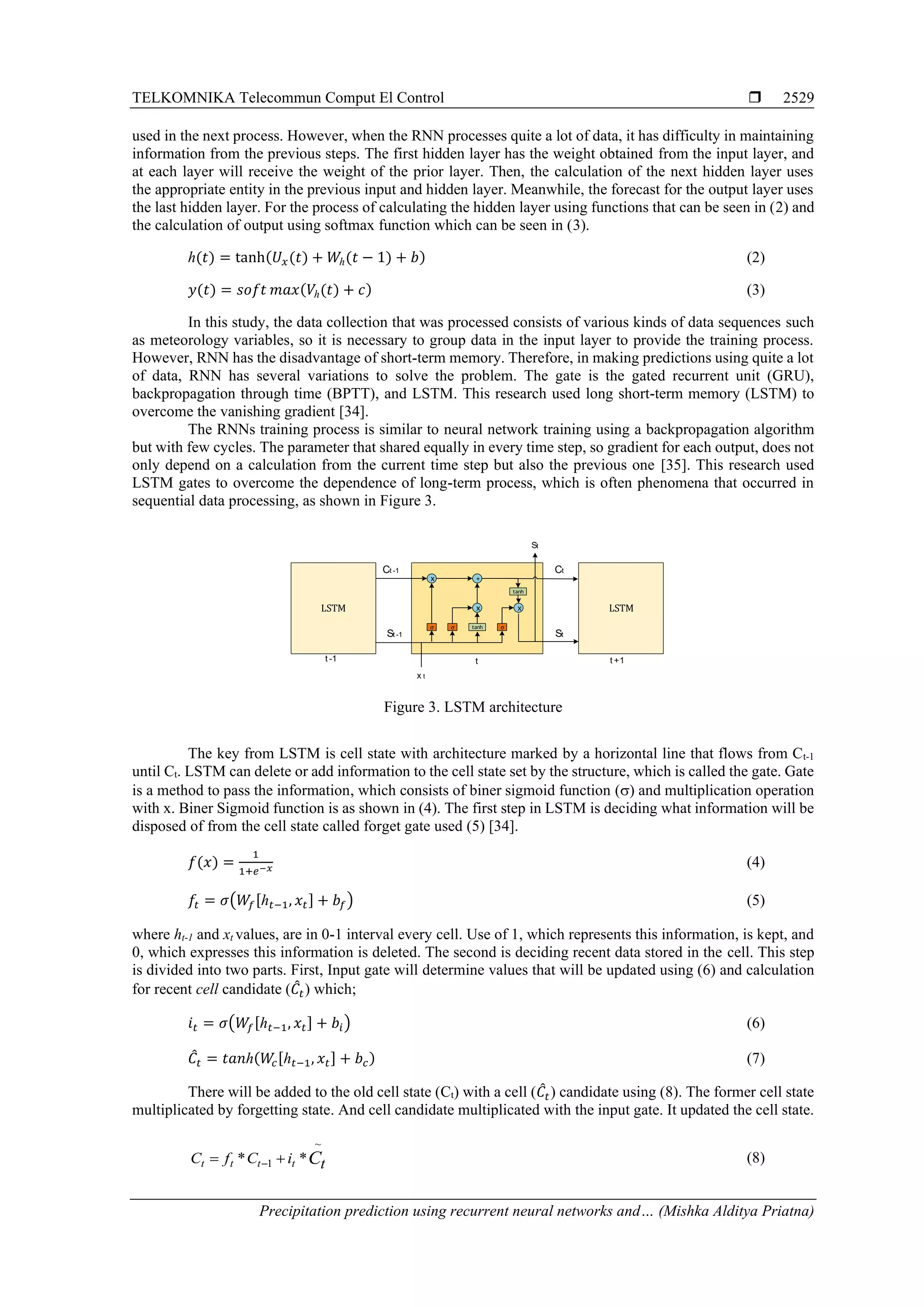 Precipitation Prediction Using Recurrent Neural Networks And Long Short