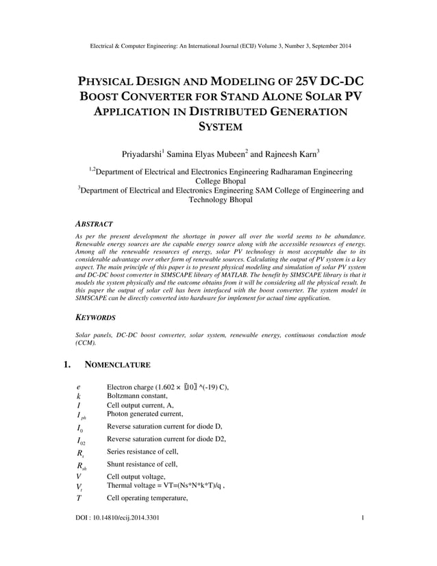 PHYSICAL DESIGN AND MODELING OF 25V DC-DC BOOST CONVERTER FOR STAND ALONE SOLAR PV APPLICATION ...