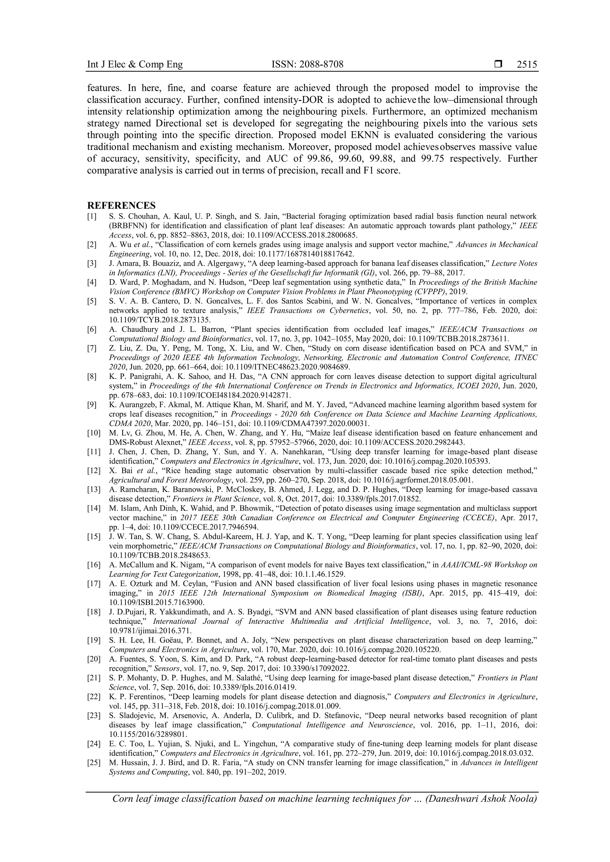 Corn leaf image classification based on machine learning techniques for ...