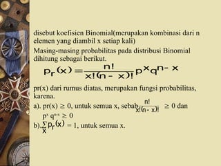 Distribusi Teoritis (Probabilitas, Permutasi, Kombinasi) | PPT
