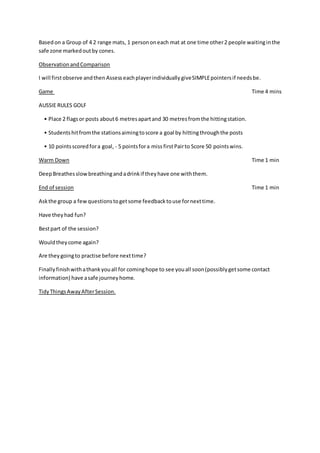 Lesson Plan for Level 1 Golf Coaching | DOCX | Golf | Sports