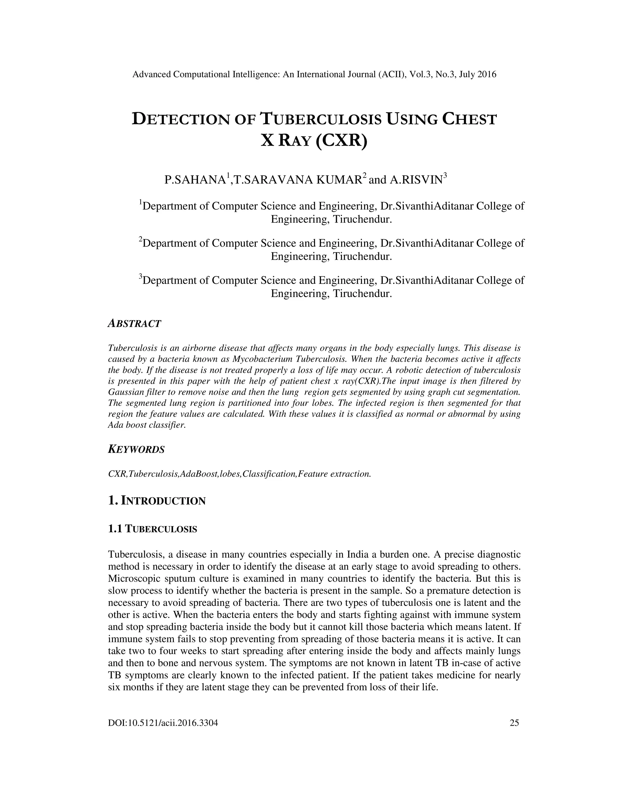 Detection of Tuberculosis Using Chest X Ray (CXR) | PDF