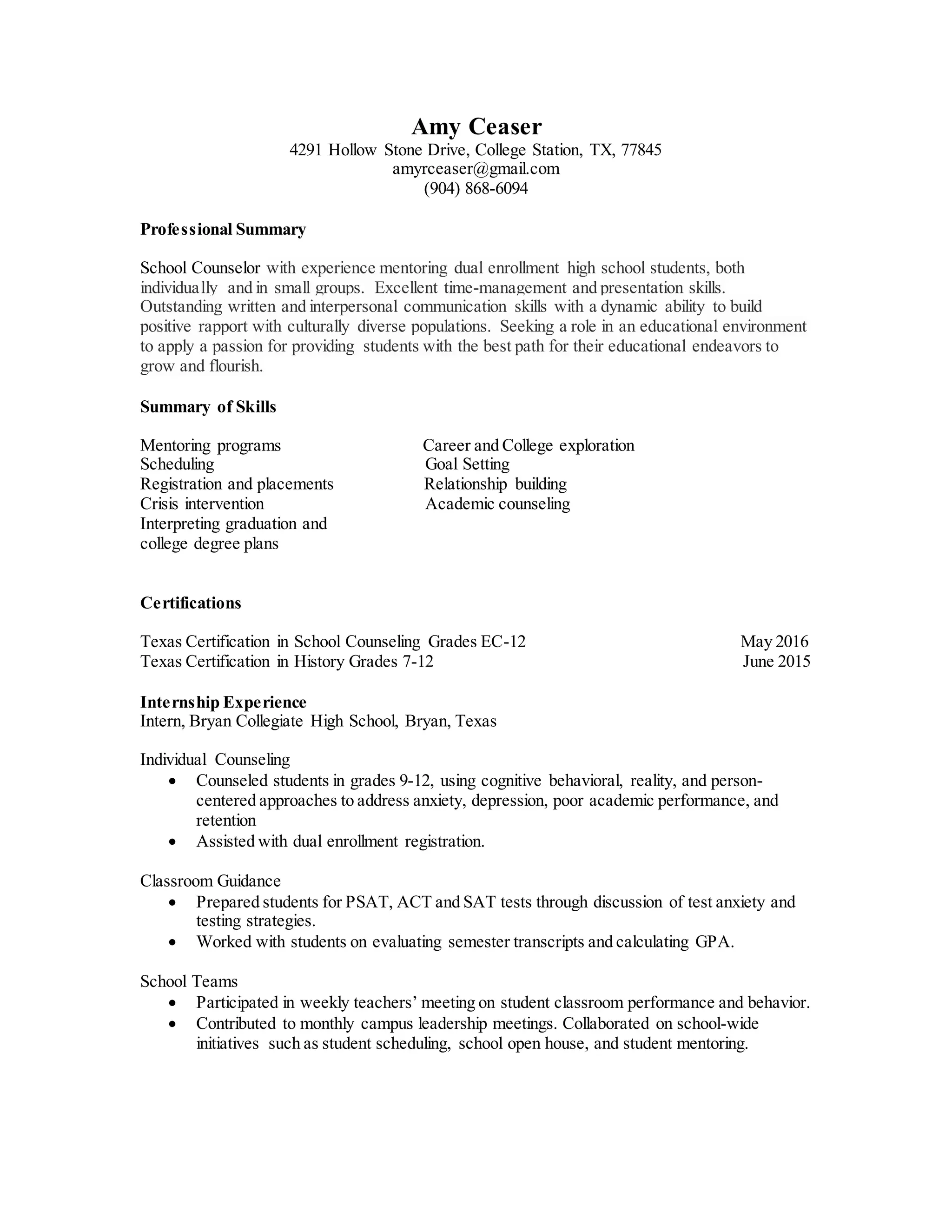 Amy Ceaser January 2017 Resume | DOCX