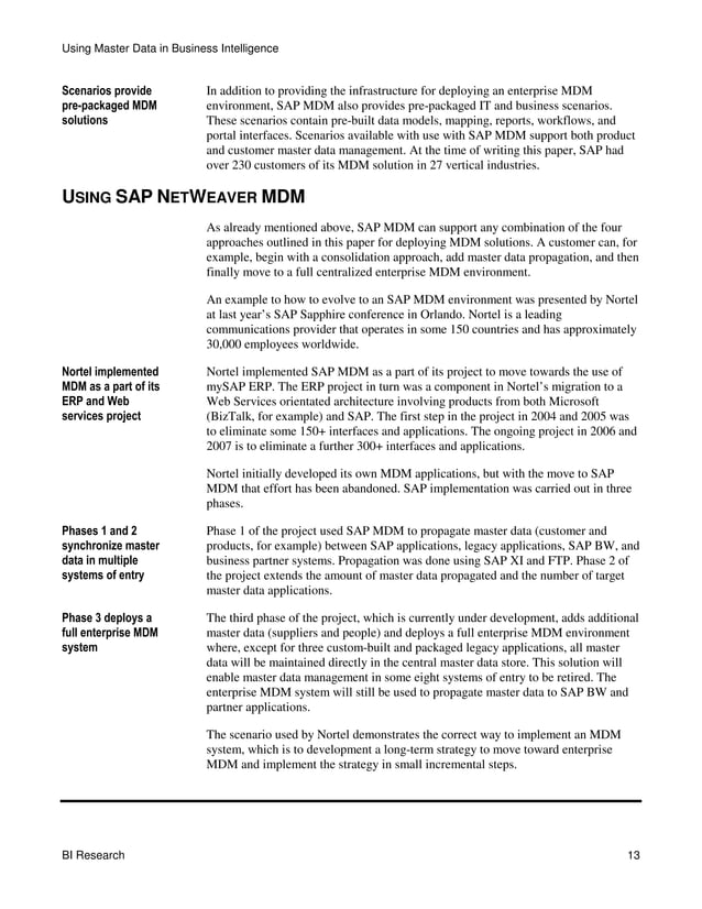 Using Master Data in Business Intelligence | PDF | Databases | Computer Software and Applications