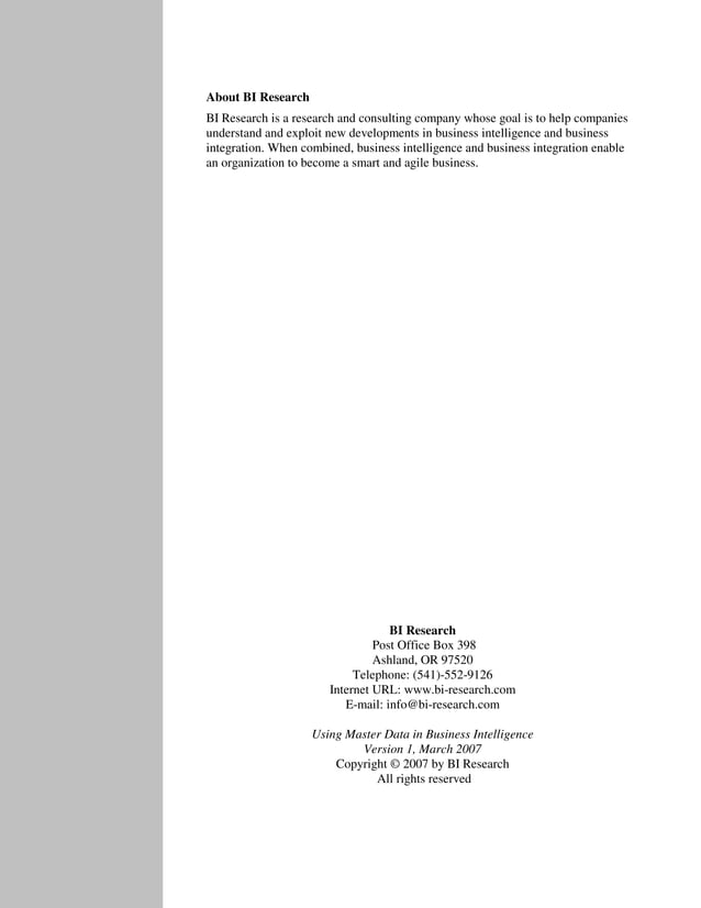 Using Master Data in Business Intelligence | PDF | Databases | Computer Software and Applications